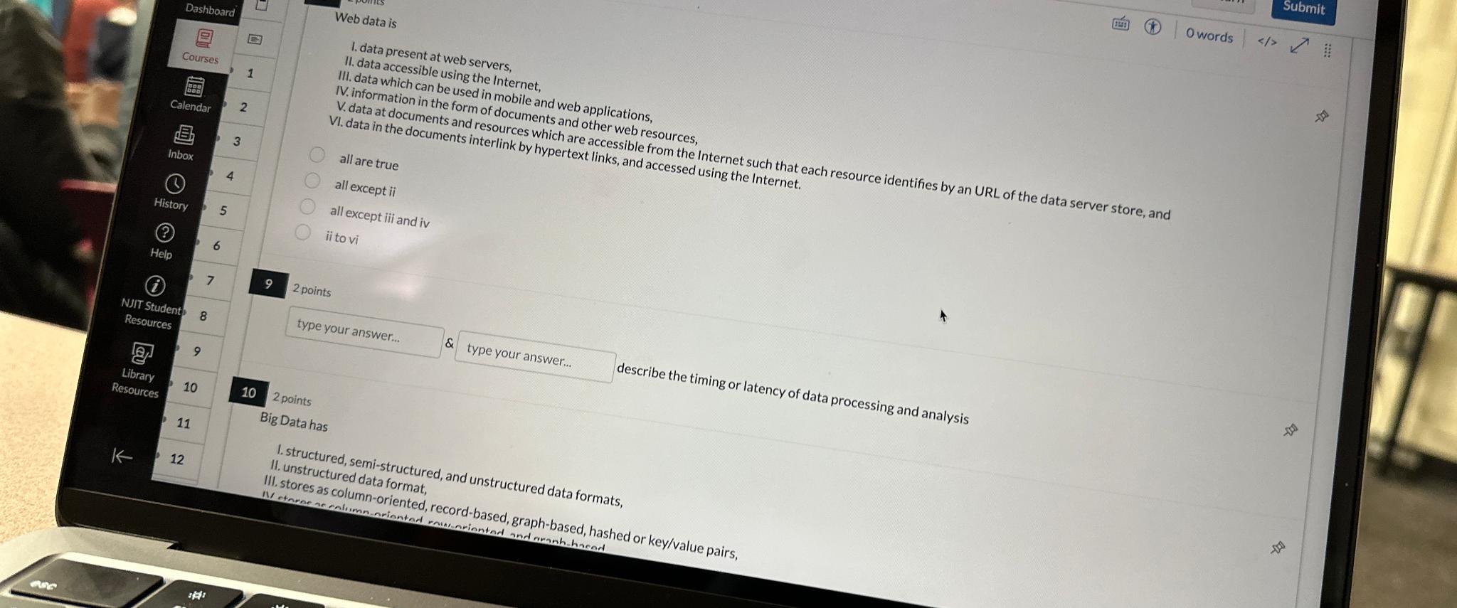Solved SubmitWeb data isdata present at web servers,II. | Chegg.com