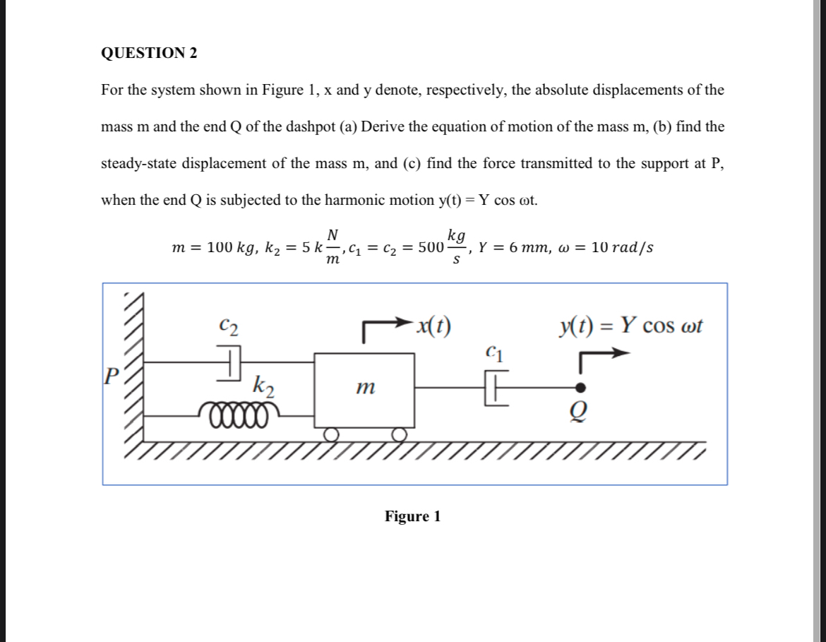 Solved QUESTION 2For the system shown in Figure 1, ﻿x and y | Chegg.com