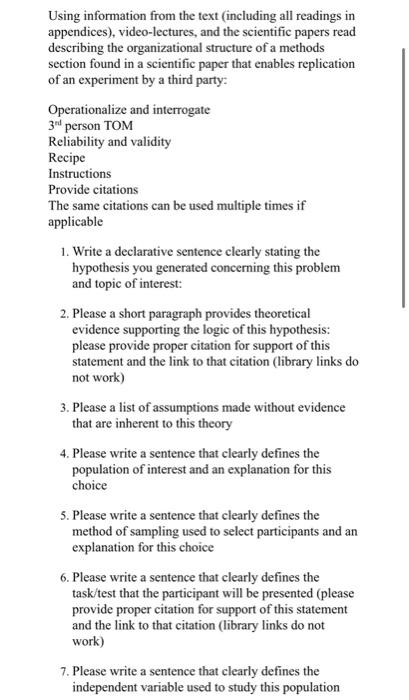 Using information from the text (including all | Chegg.com