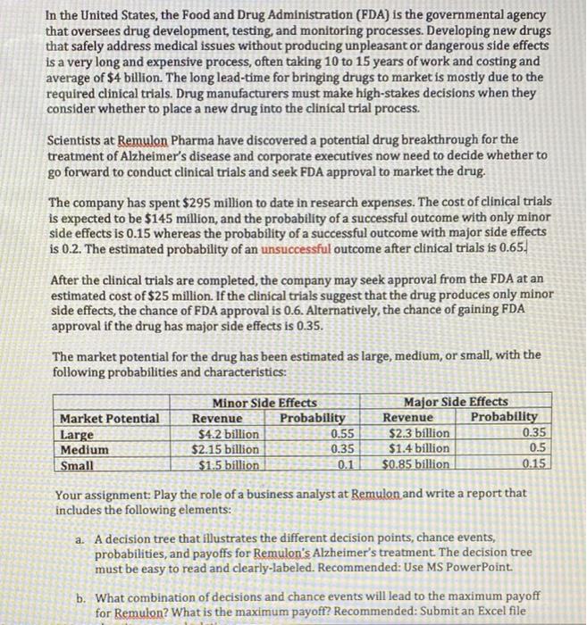 Solved In the United States, the Food and Drug | Chegg.com