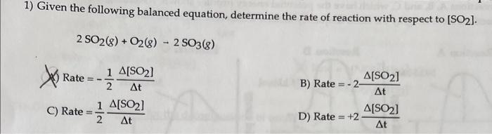 Solved 1) Given the following balanced equation, determine | Chegg.com