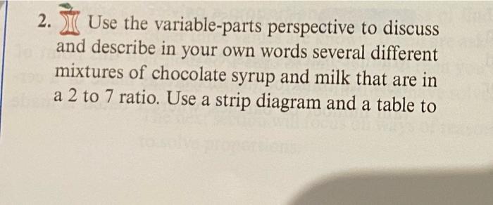 Solved 2. I Use the variable-parts perspective to discuss | Chegg.com