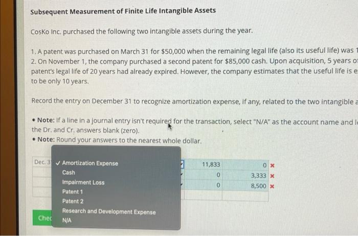 Solved Subsequent Measurement of Finite Life Intangible | Chegg.com