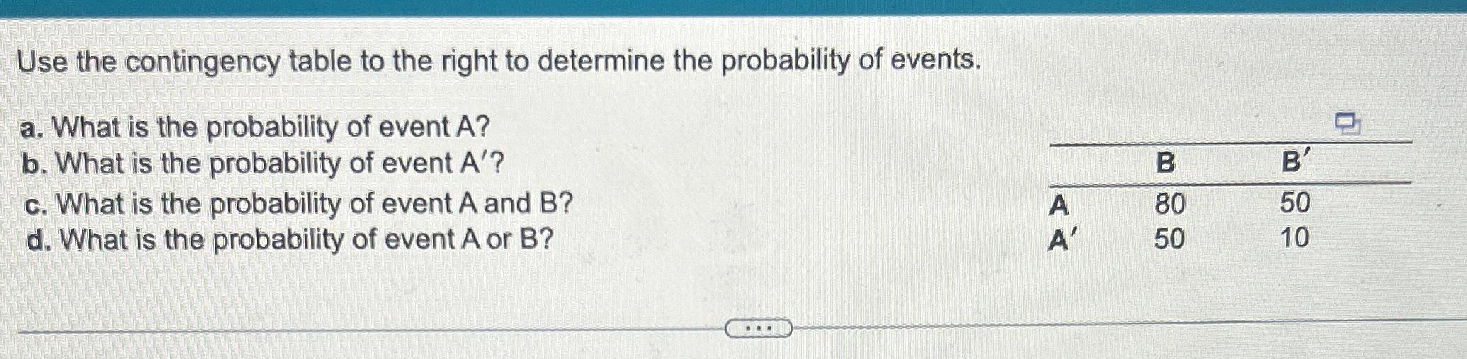 Solved Use the contingency table to the right to determine | Chegg.com Solved Use the contingency table to the right to determine | Chegg.com