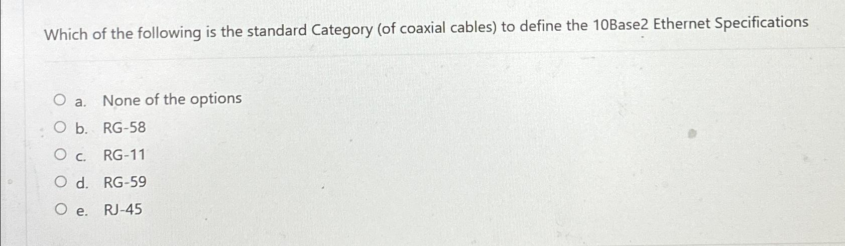 Solved Which of the following is the standard Category (of | Chegg.com