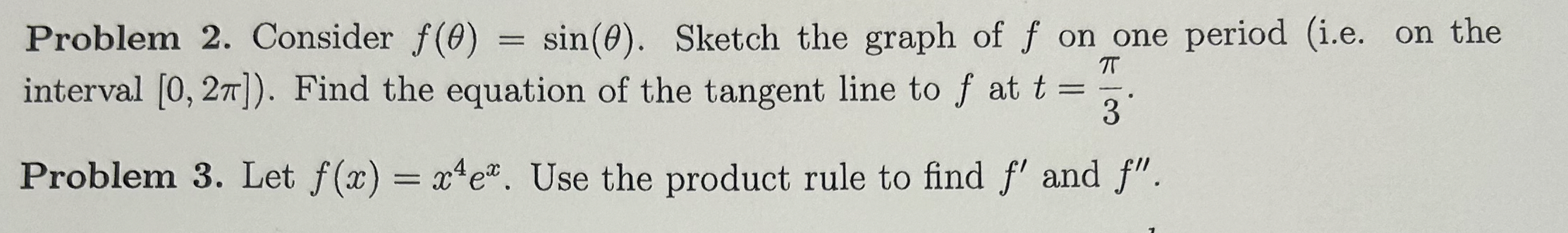 Problem 2. ﻿Consider f(θ)=sin(θ). ﻿Sketch the graph | Chegg.com