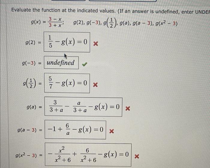 Solved Evaluate the function at the indicated values. (If an | Chegg.com