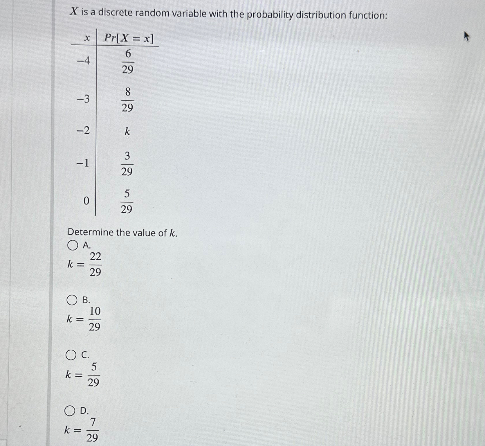 Solved x ﻿is a discrete random variable with the probability | Chegg.com