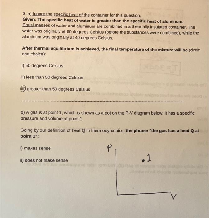 Solved After thermal equilibrium is achieved the final | Chegg.com