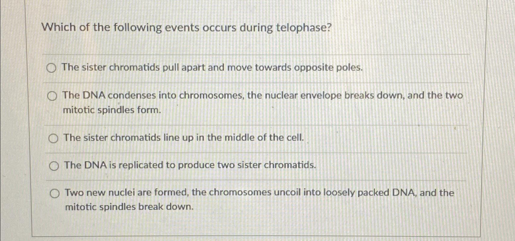 Solved Which of the following events occurs during | Chegg.com