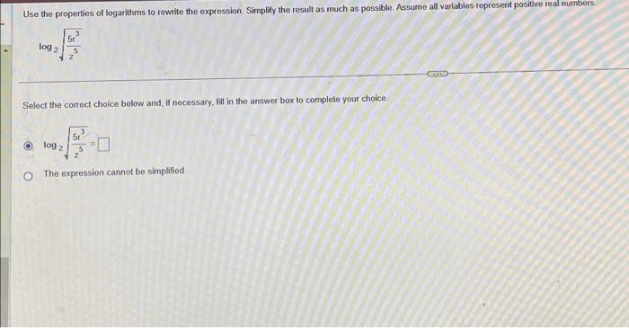 Solved log2z55r3 Select the correc choice below and, If | Chegg.com
