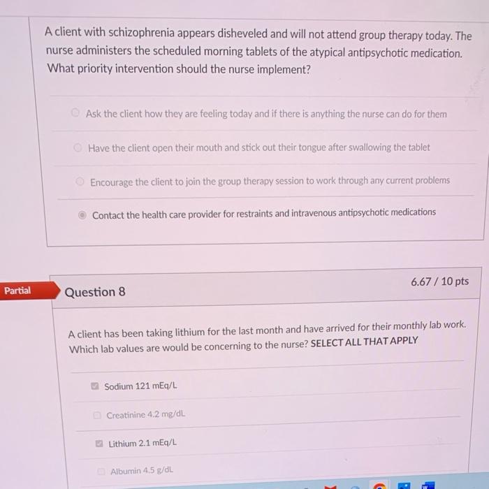 Solved A client with schizophrenia appears disheveled and | Chegg.com