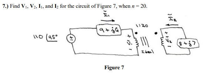 Solved 7.) ﻿Find V1,V2,I1, ﻿and I2 ﻿for the circuit of | Chegg.com