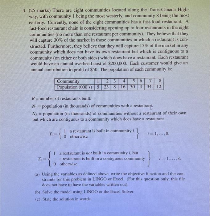 Solved q4 solve using lingo only( not excel solver) or send | Chegg.com
