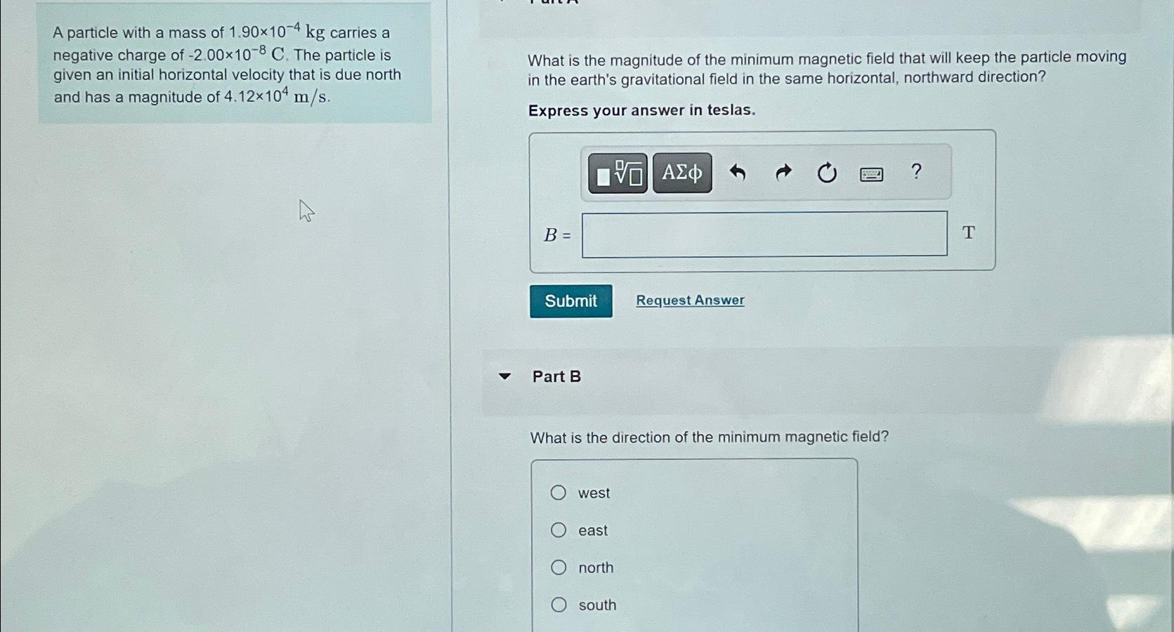 Solved A particle with a mass of 1.90×10-4kg ﻿carries a | Chegg.com
