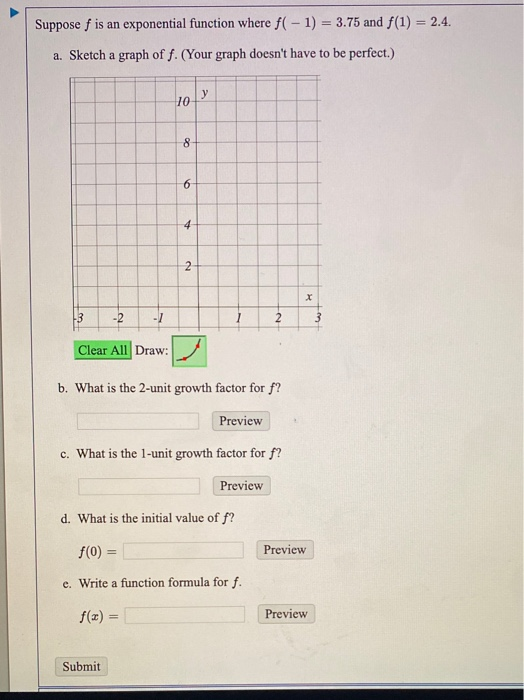 Solved Suppose f is an exponential function where f( - 1) = | Chegg.com