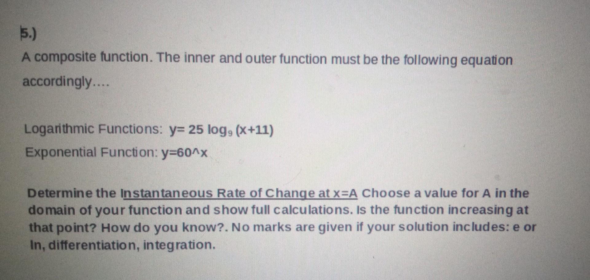 Solved A composite function. The inner and outer function | Chegg.com