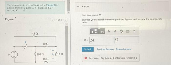Solved The variable resistor. R in the circuit in (Figure 1) | Chegg.com