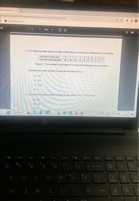 Solved 1. The folowing table shows number of late doys in a | Chegg.com