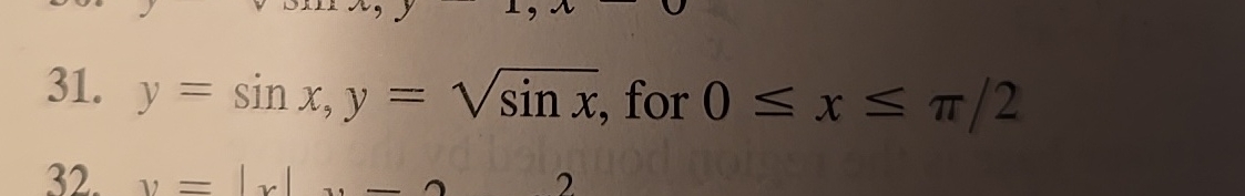y=sinx,y=sinx2, ﻿for 0≤x≤π2 | Chegg.com