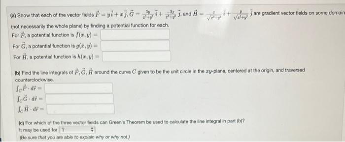 Solved (a) Show that each of the vector fields | Chegg.com