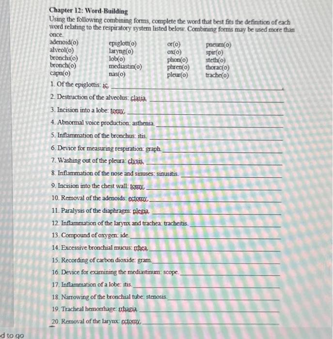 Solved ad to go Chapter 12: Word-Building Using the | Chegg.com
