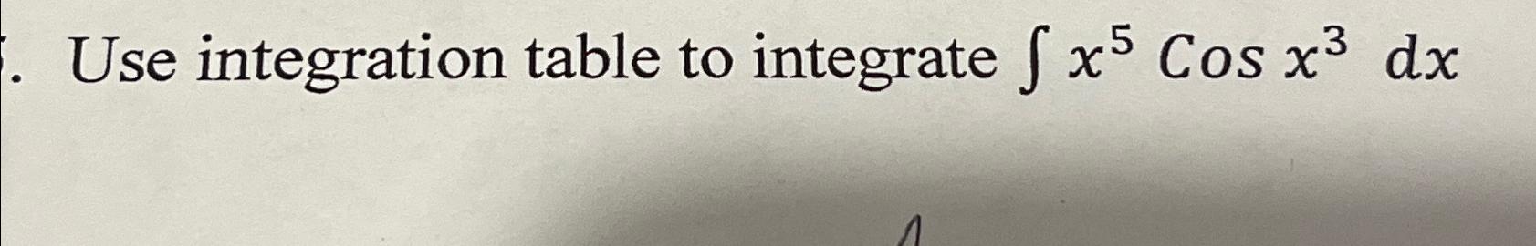 Solved Use integration table to integrate ∫﻿﻿x5Cosx3dx | Chegg.com