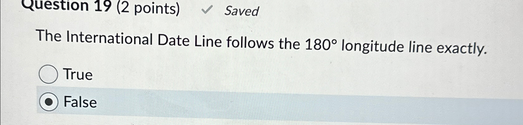 Solved Question 19 (2 ﻿points) ﻿SavedThe International Date | Chegg.com