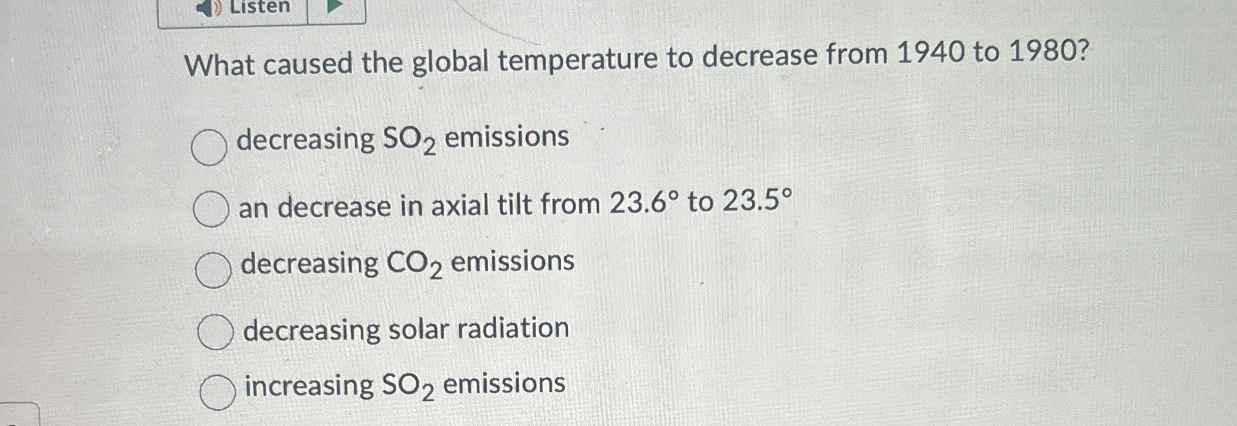 Solved What caused the global temperature to decrease from | Chegg.com