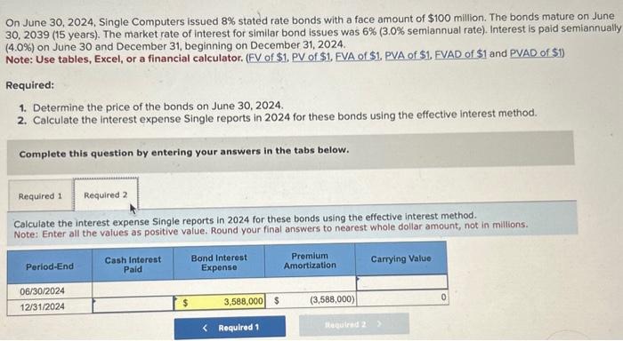 Solved On June 30,2024 , Single Computers issued 8% stated | Chegg.com Solved On June 30,2024 , Single Computers issued 8% stated | Chegg.com