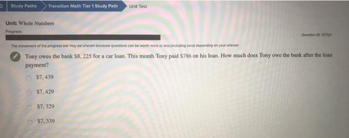 Solved Study Pathis Transition Math Tier 1 Study Path Unit | Chegg.com