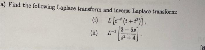 Solved Find the following Laplace transform and inverse | Chegg.com