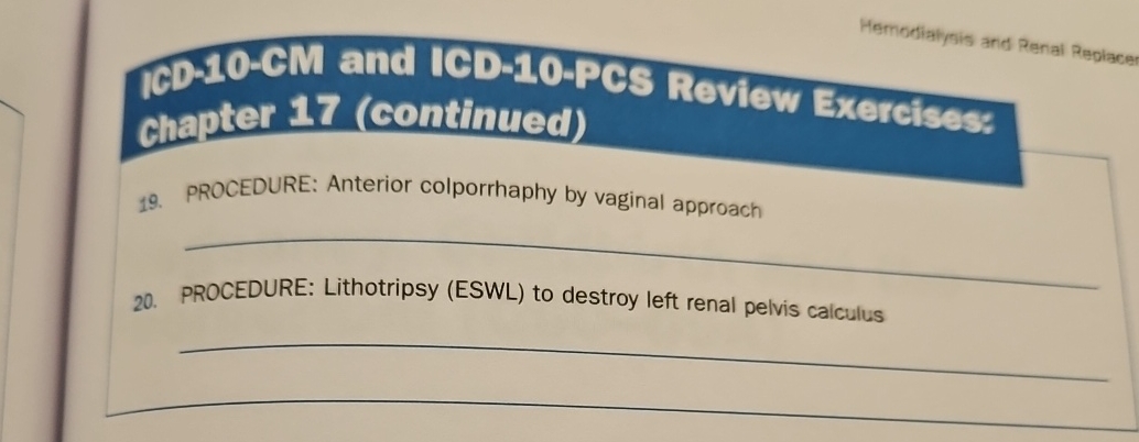 Solved ICD-10-CM and ICD-10-PCS Review Exercisess: chapter | Chegg.com