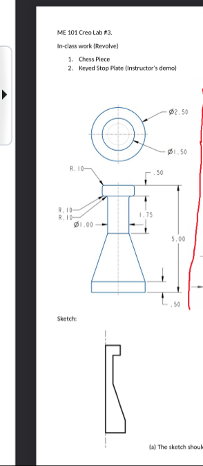 Solved ME 101 ﻿Creo Lab #3.In-class work (Revolve)Chess | Chegg.com