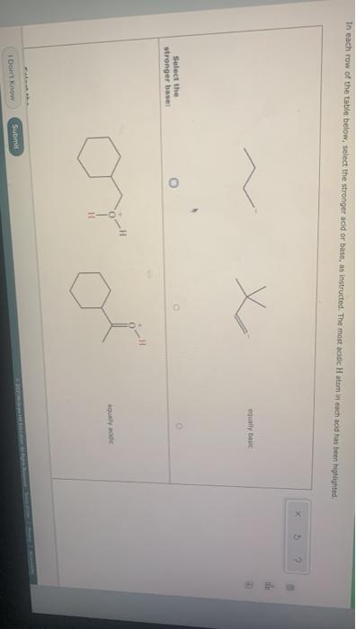 Solved In each row of the table below, select the stronger | Chegg.com