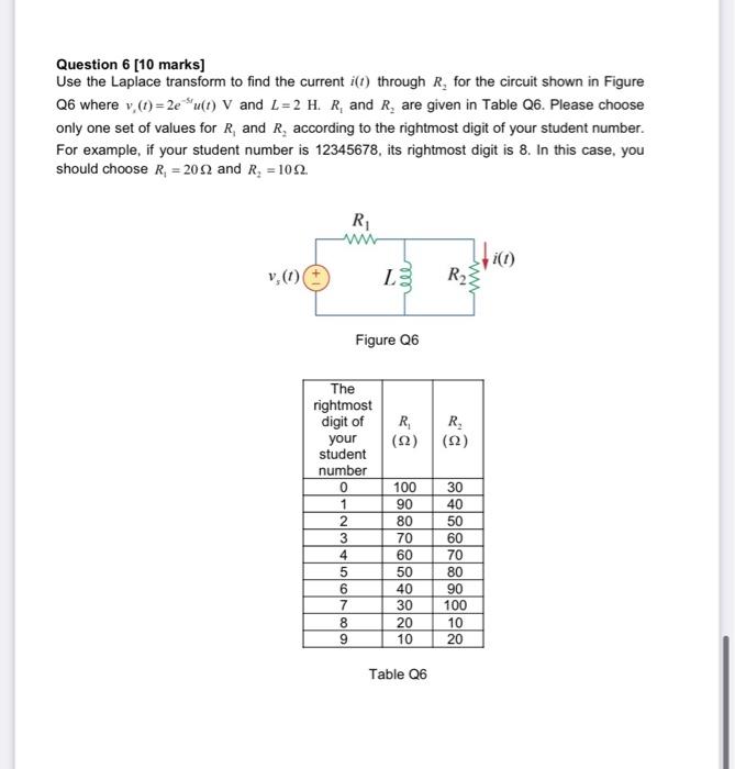 Solved Question 6 [10 marks] Use the Laplace transform to | Chegg.com