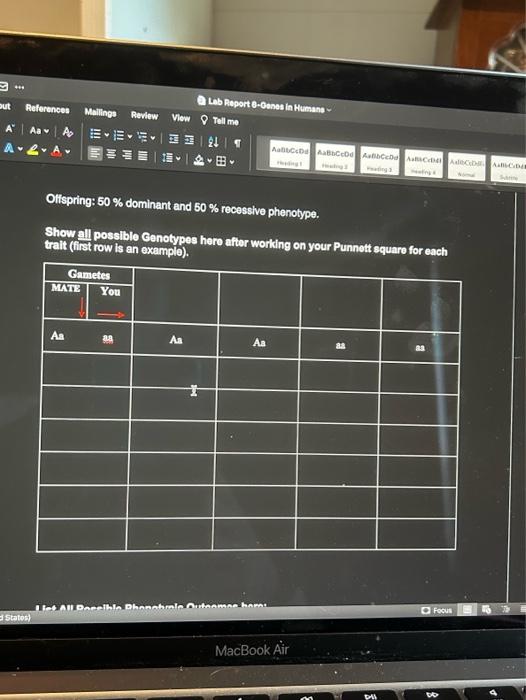 Lab Report: Genetics Demonstration of the basic | Chegg.com