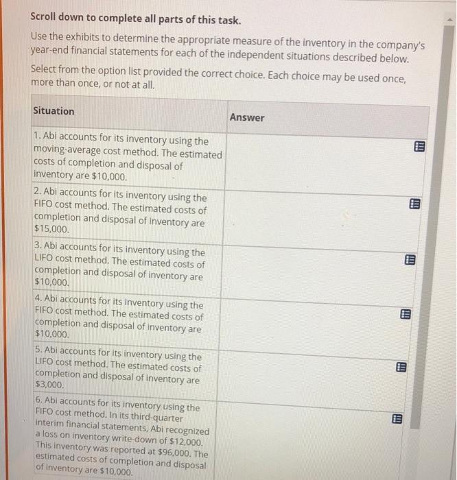 Solved Scroll down to complete all parts of this task. Use | Chegg.com