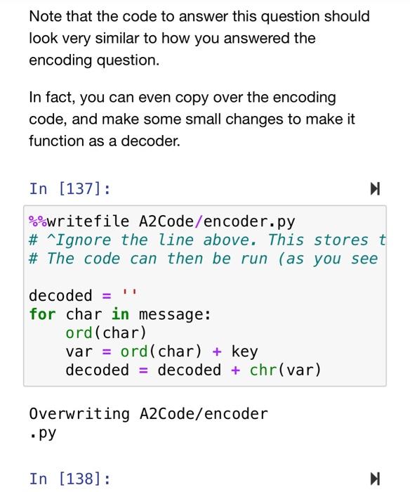 Solved Write a code block to decode strings from secret | Chegg.com