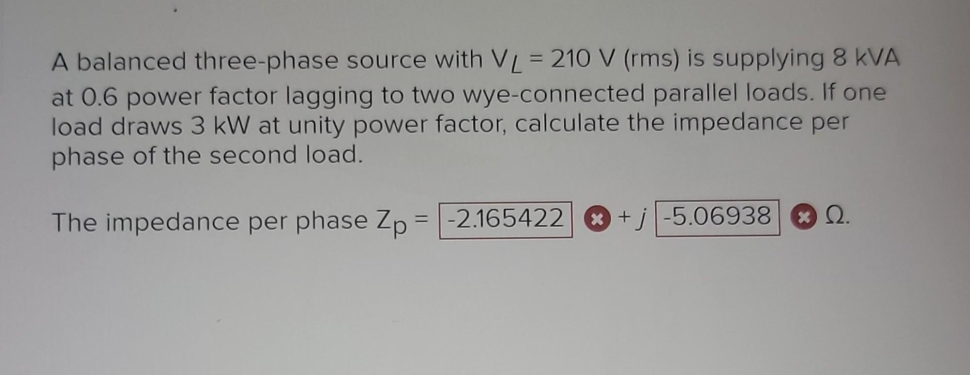 Solved A balanced three-phase source with VL=210 V(rms) is | Chegg.com