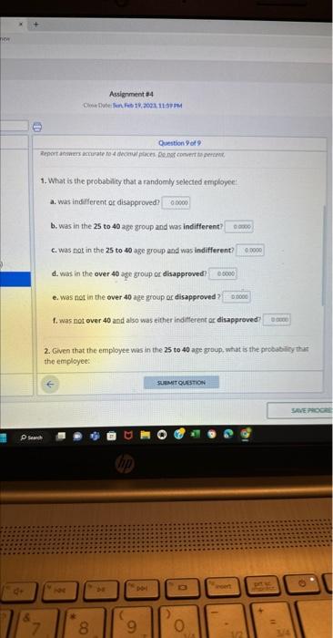 Solved The following joint frequency distribution table | Chegg.com