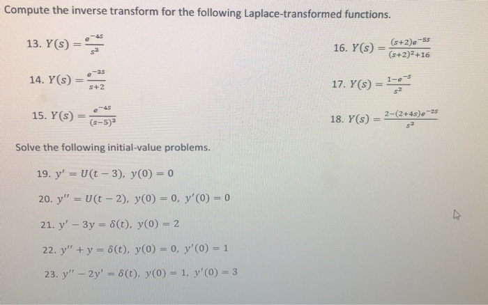Solved Second-Order IVPs with Laplace Transforms Use the | Chegg.com