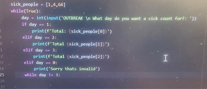 Solved I am stumped the last part of the code needs to take | Chegg.com