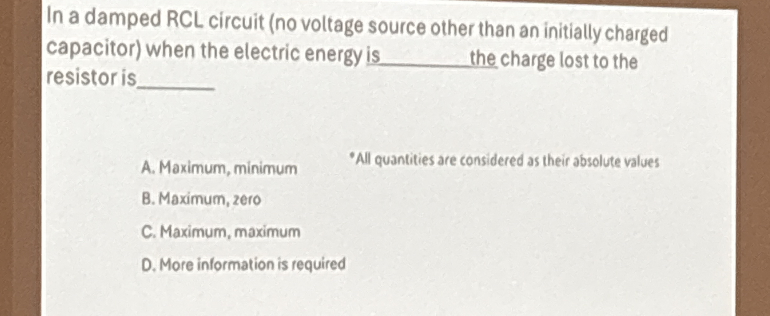 Solved In a damped RCL circuit (no voltage source other than | Chegg.com