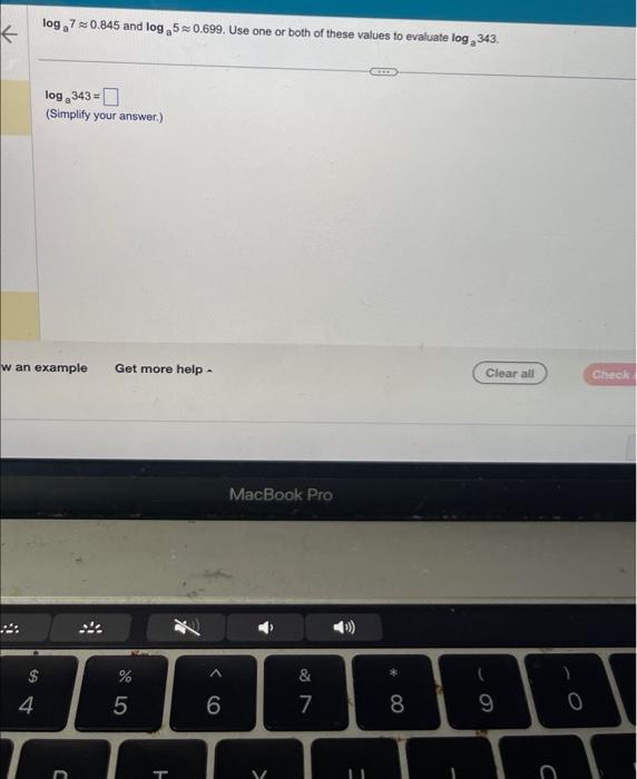 Solved loga7≈0.845 and loga5≈0.699. Use one or both of these | Chegg.com