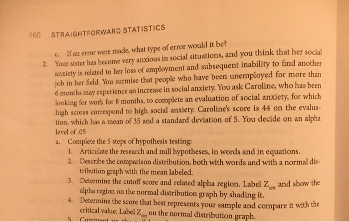 160 STRAIGHTFORWARD STATISTICS c. If an error were | Chegg.com