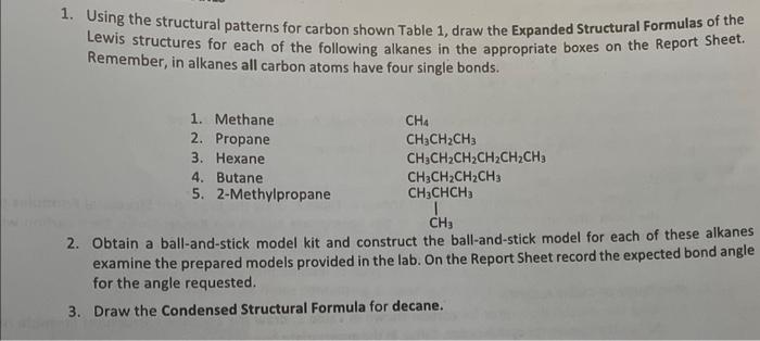 Solved 1. Using the structural patterns for carbon shown | Chegg.com