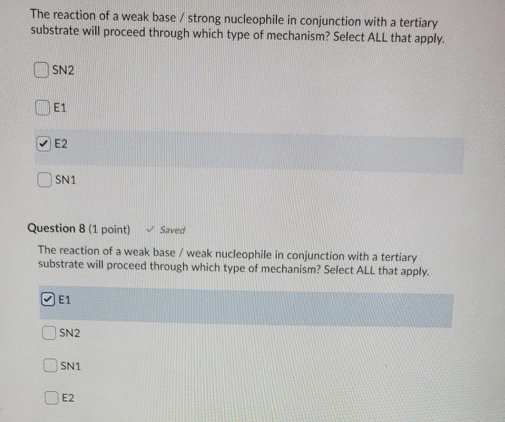 Solved The reaction of a weak base / strong nucleophile in | Chegg.com