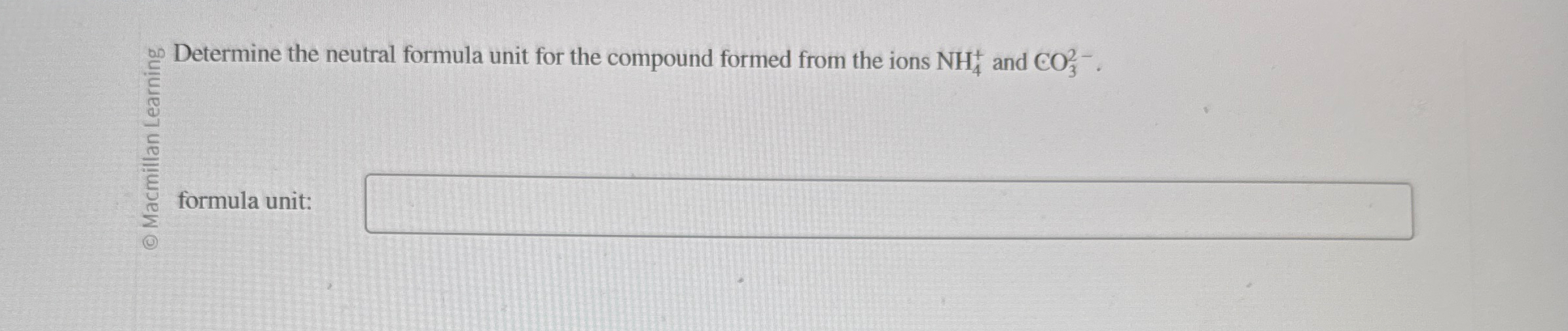 Solved Determine the neutral formula unit for the compound | Chegg.com