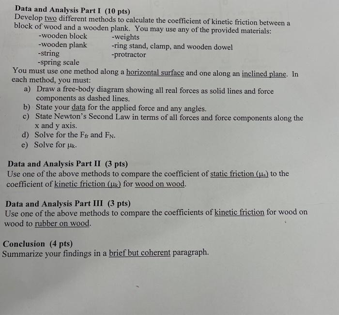 Solved Data and Analysis Part I (10 pts) Develop two | Chegg.com